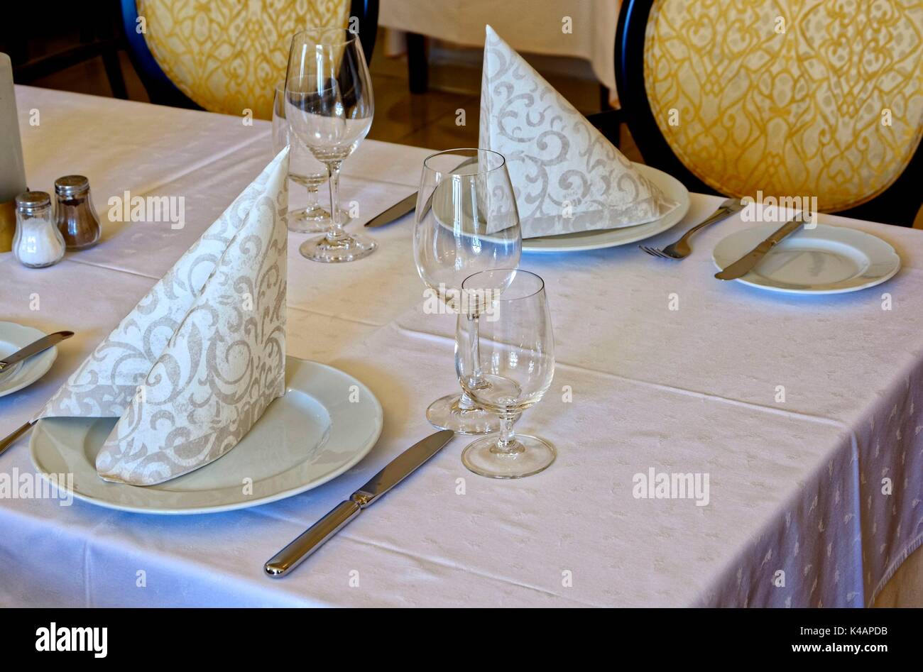 Fine Dining, Table Cover For Two People Stock Photo - Alamy