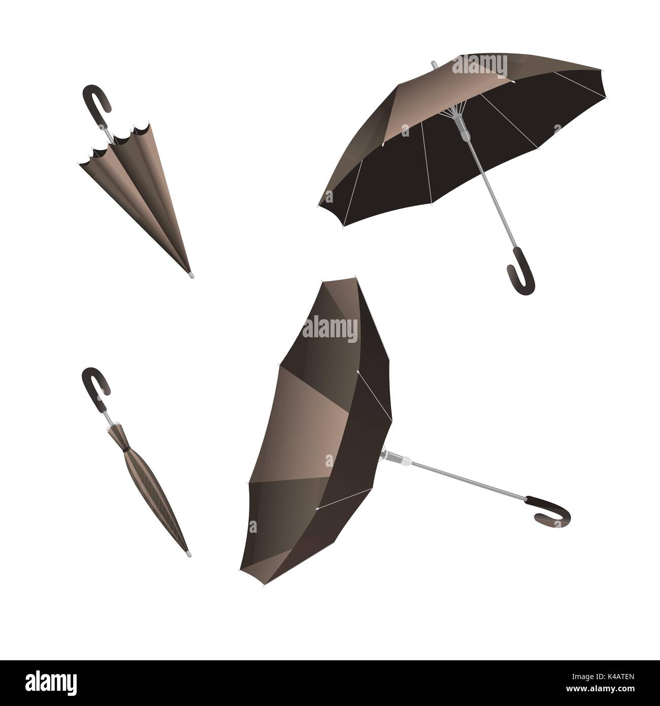 Isolated open and close umbrella. Inverted umbrella. Vector ...
