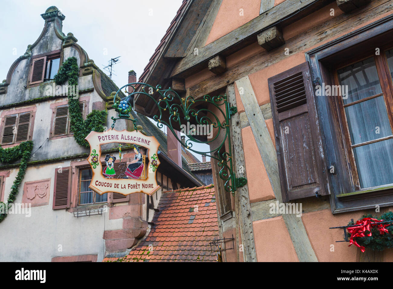 Typical pottery shop in the old medieval town Kaysersberg Haut-Rhin ...
