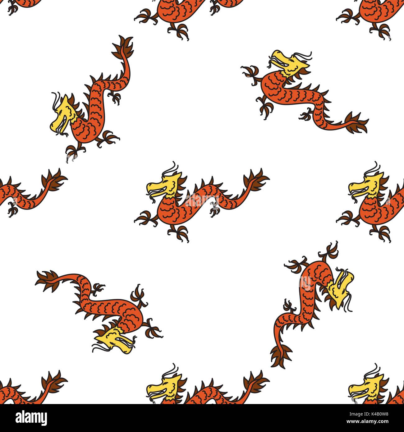 chinese Dragon on a white background . Vector seamless pattern Stock ...