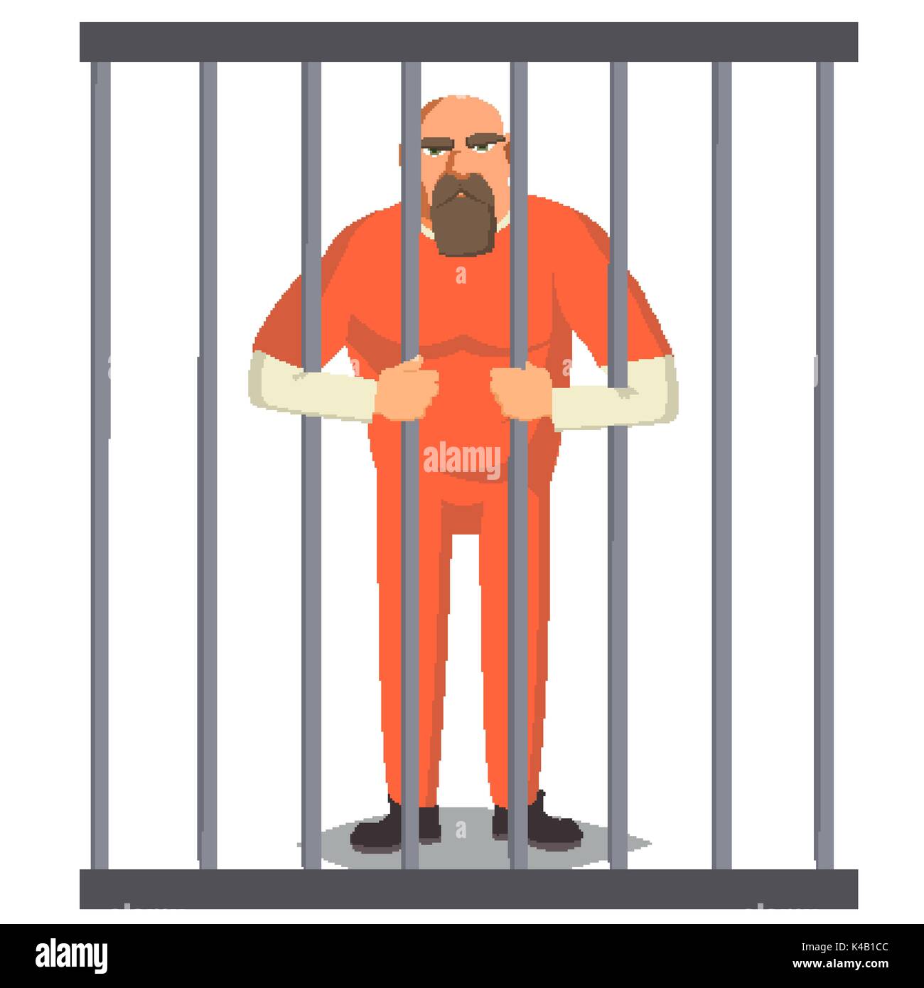 Prisoner Man In Pokey Vector. Outlaw Robber Arrested And Locked ...