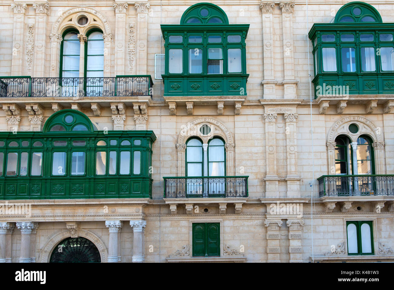 Green balcony in the capital city of Valetta. Malta Stock Photo - Alamy