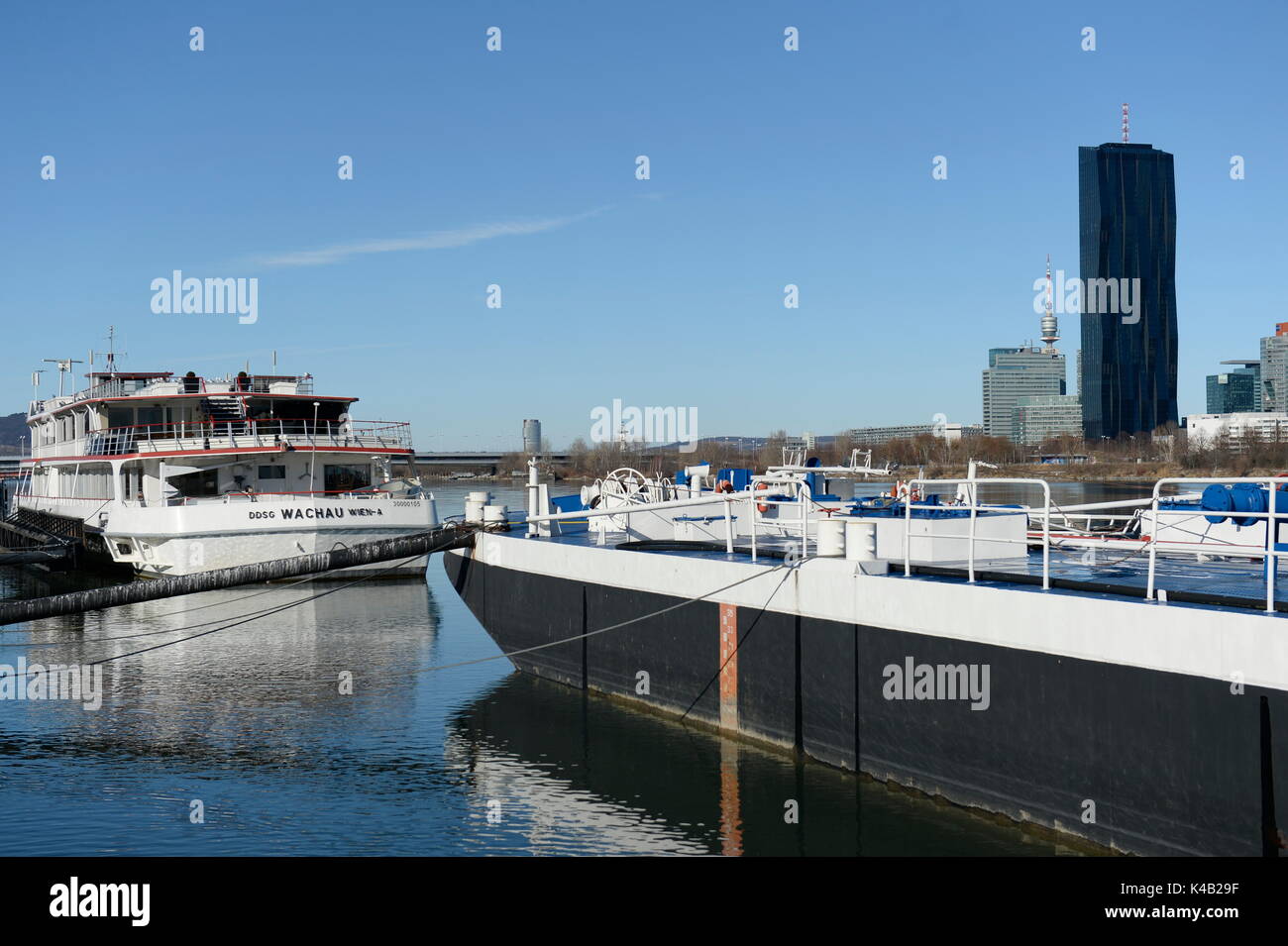 Ships On The Danube In Vienna Stock Photo - Alamy