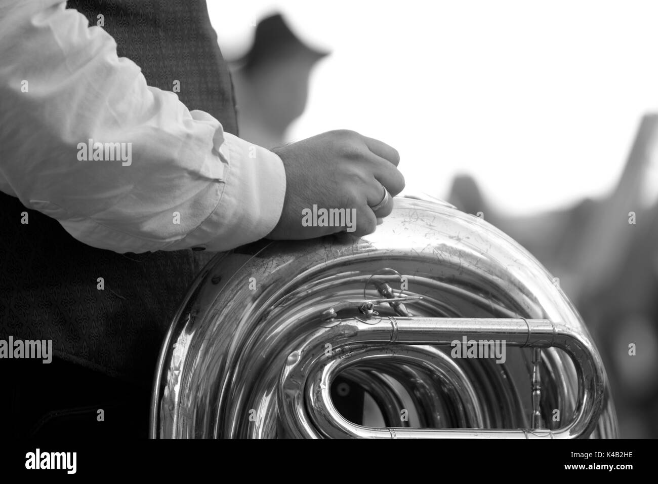 Wind instruments Black and White Stock Photos & Images - Alamy