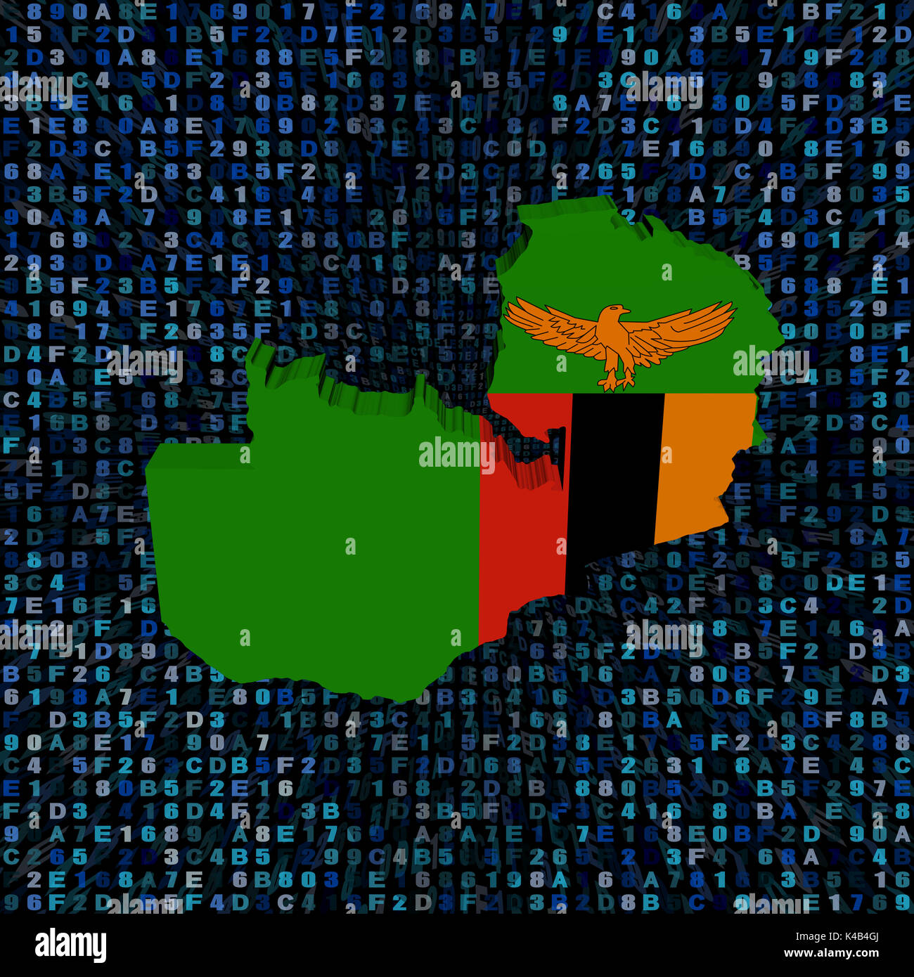 Zambia map flag on hex code illustration Stock Photo - Alamy