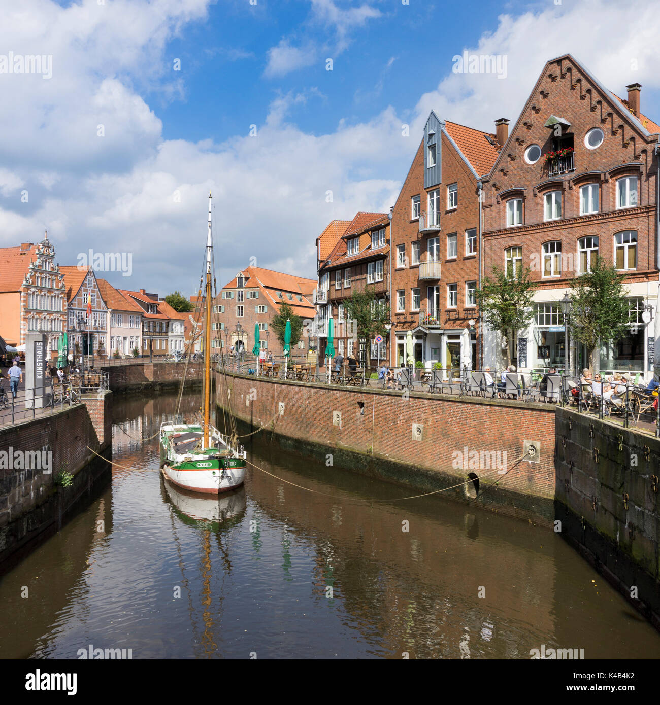 Hanseatic harbour with half timbered houses in the old town hi-res ...