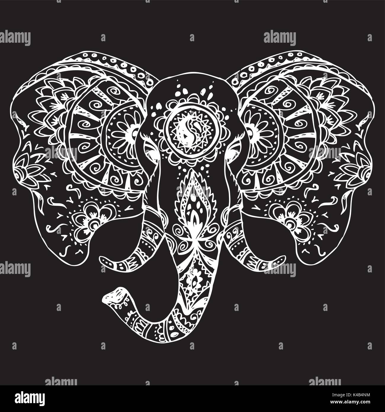Vector abstract elephant in Indian style mehndi.Vector hand drawing ...