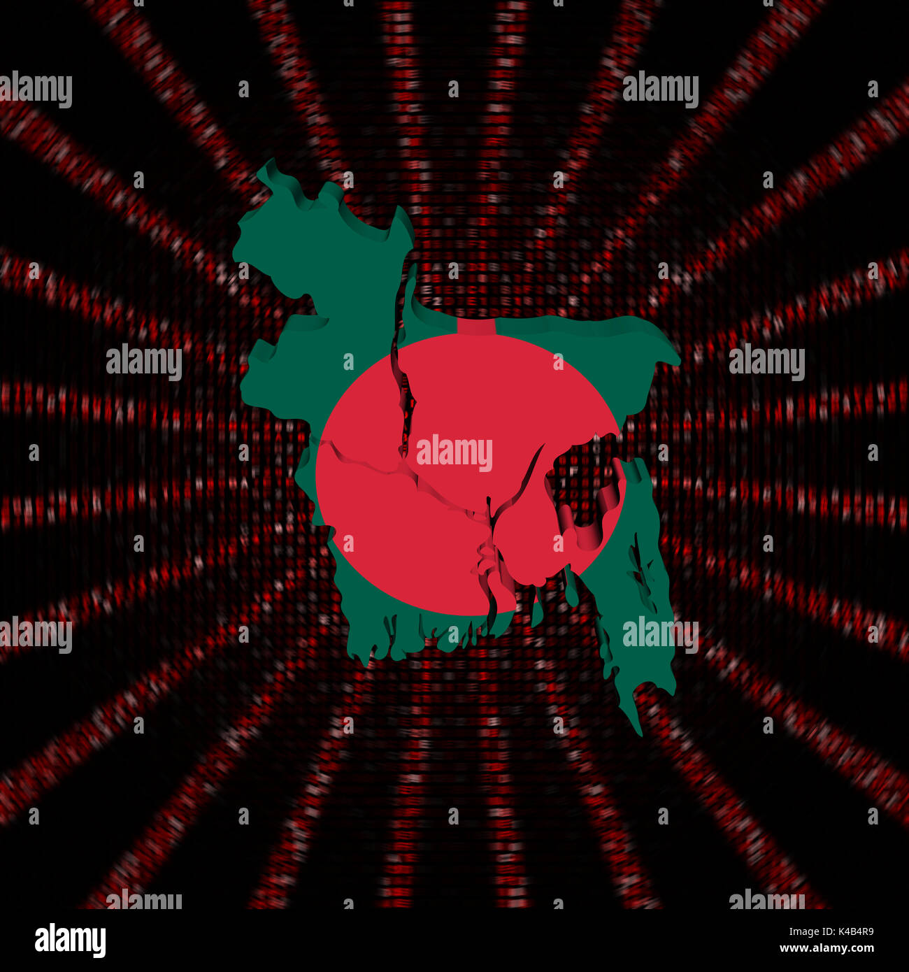 Bangladesh map flag on red hex code burst illustration Stock Photo - Alamy