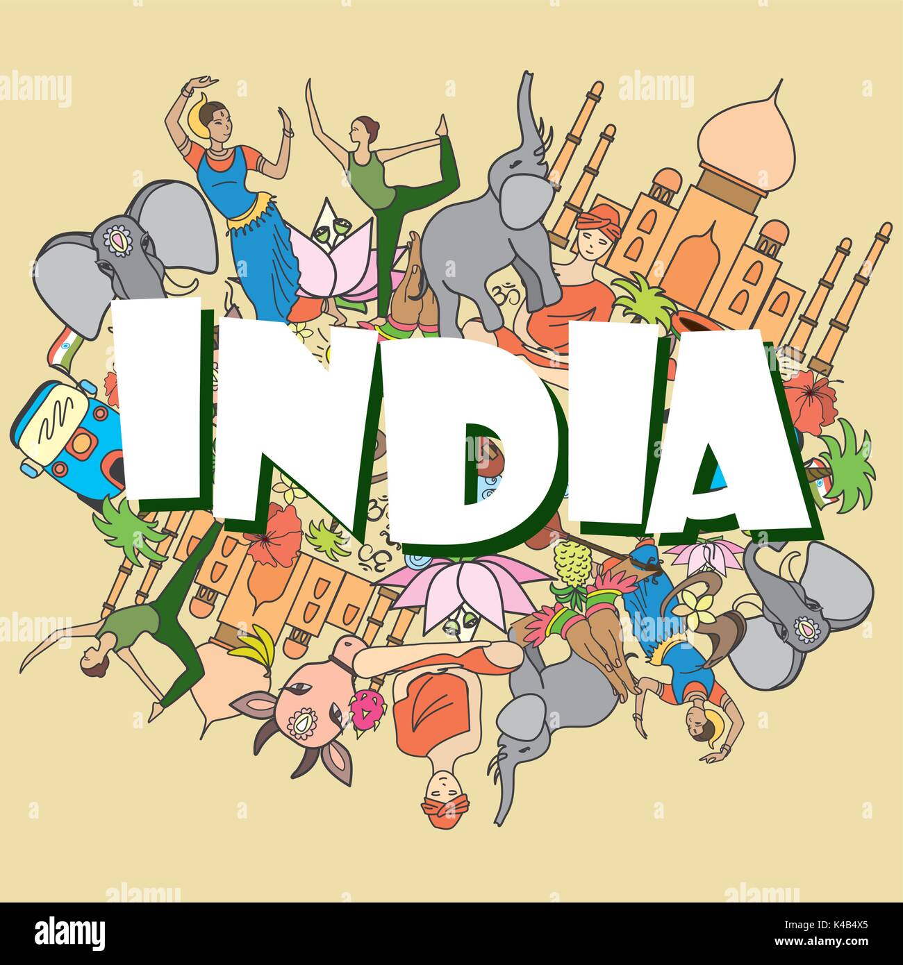 India colored set,vector illustration Stock Vector Image & Art - Alamy