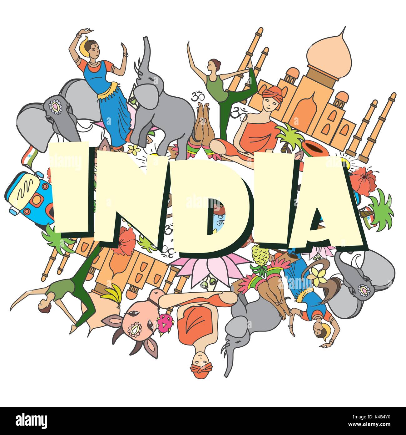 India colored set,vector illustration Stock Vector Image & Art - Alamy