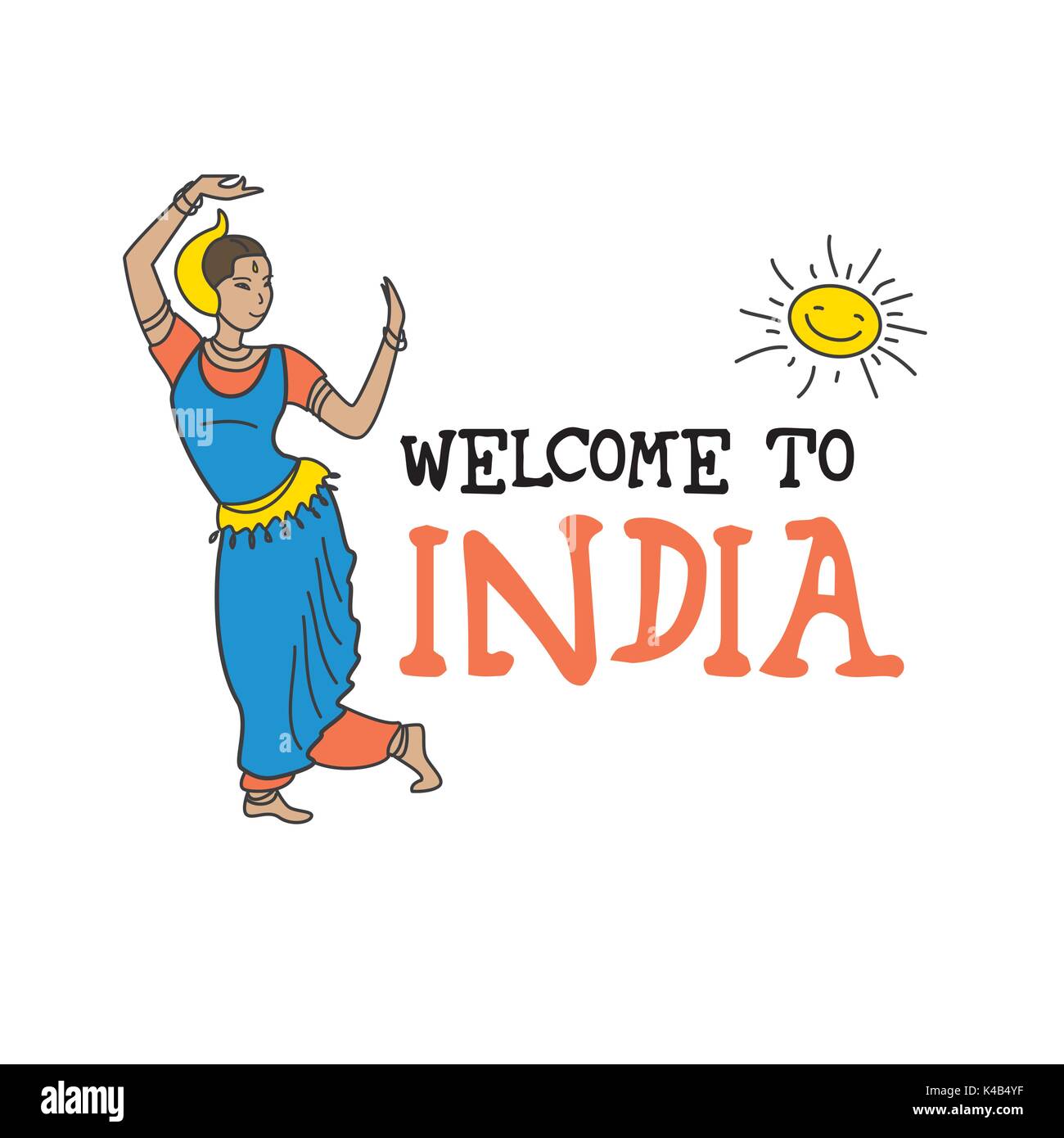 Indian woman dancer,welcome to India, vector illustration Stock Vector ...
