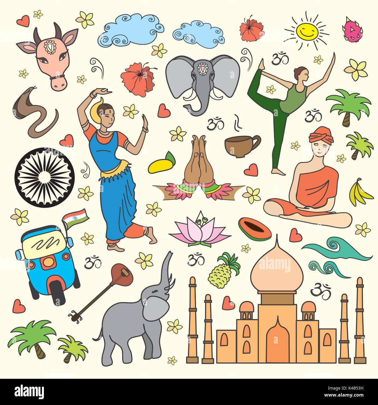 Set of India cartoon icons ,vector illustration Stock Vector Image ...