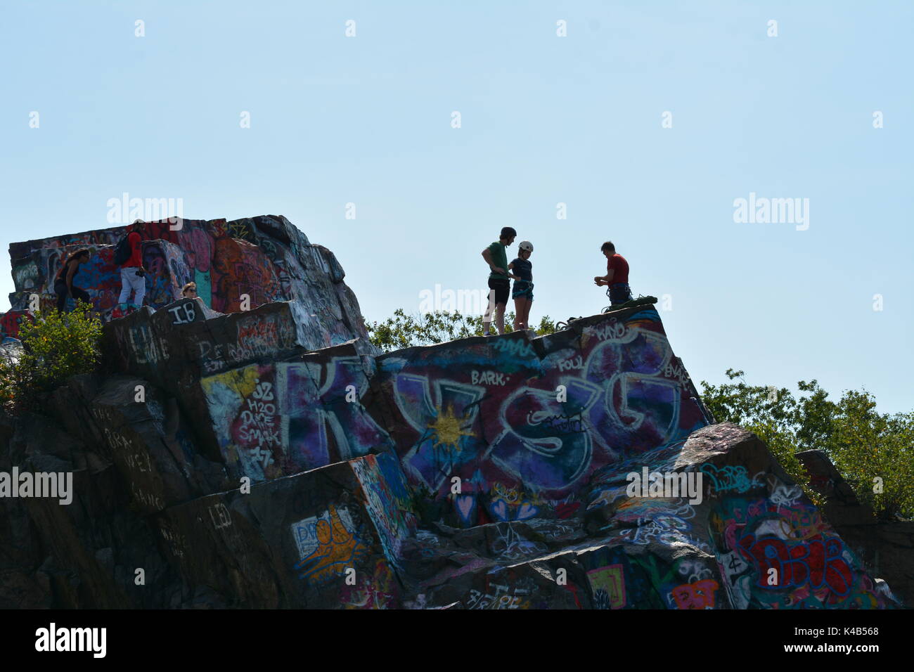 Graffiti covering the abandon historic Quincy Quarries in Boston's ...