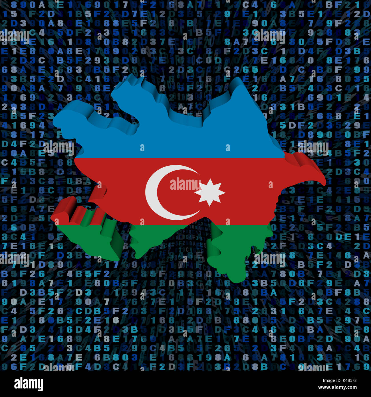 Azerbaijan map flag on hex code illustration Stock Photo - Alamy