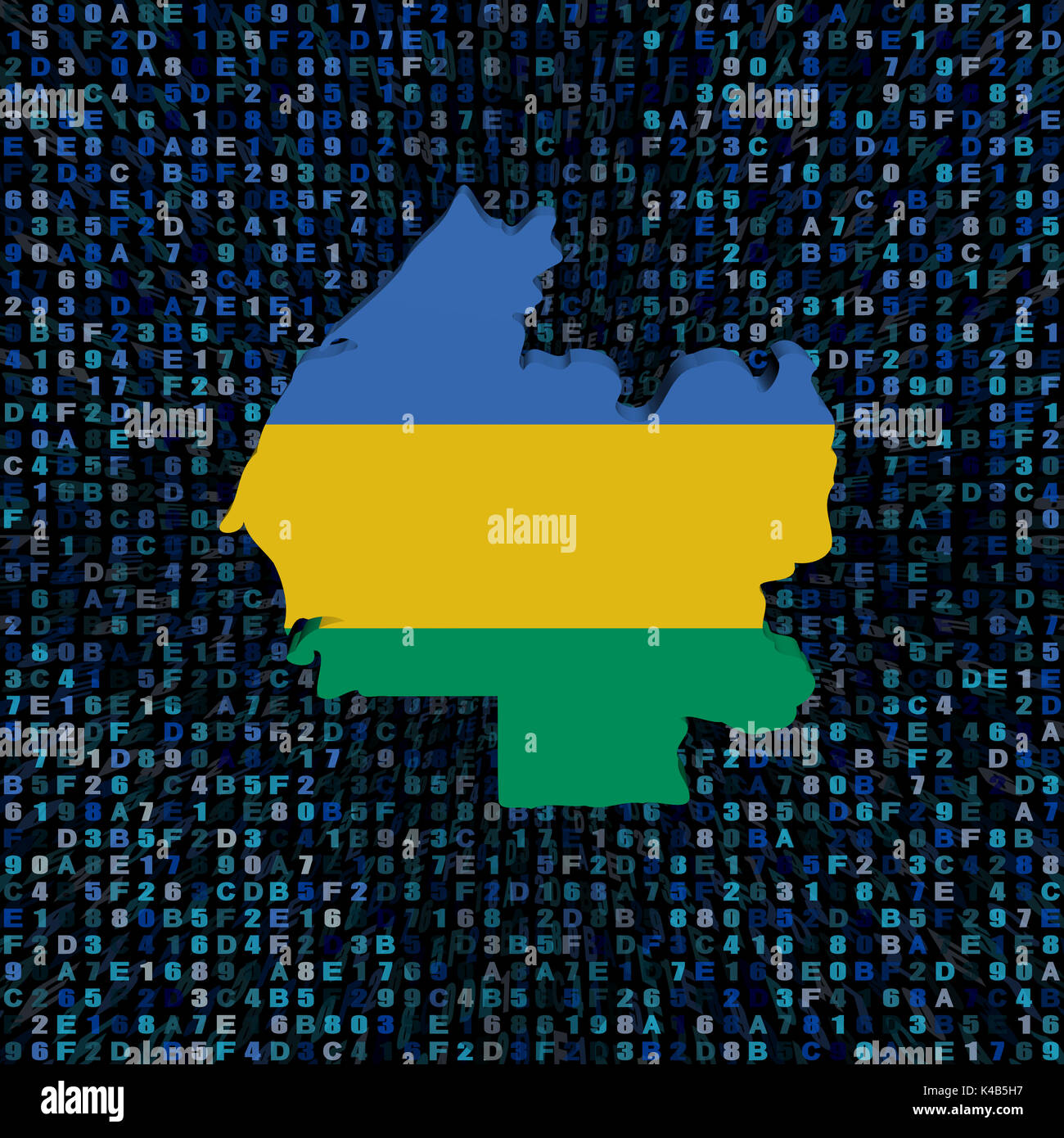 Gabon map flag on hex code illustration Stock Photo - Alamy