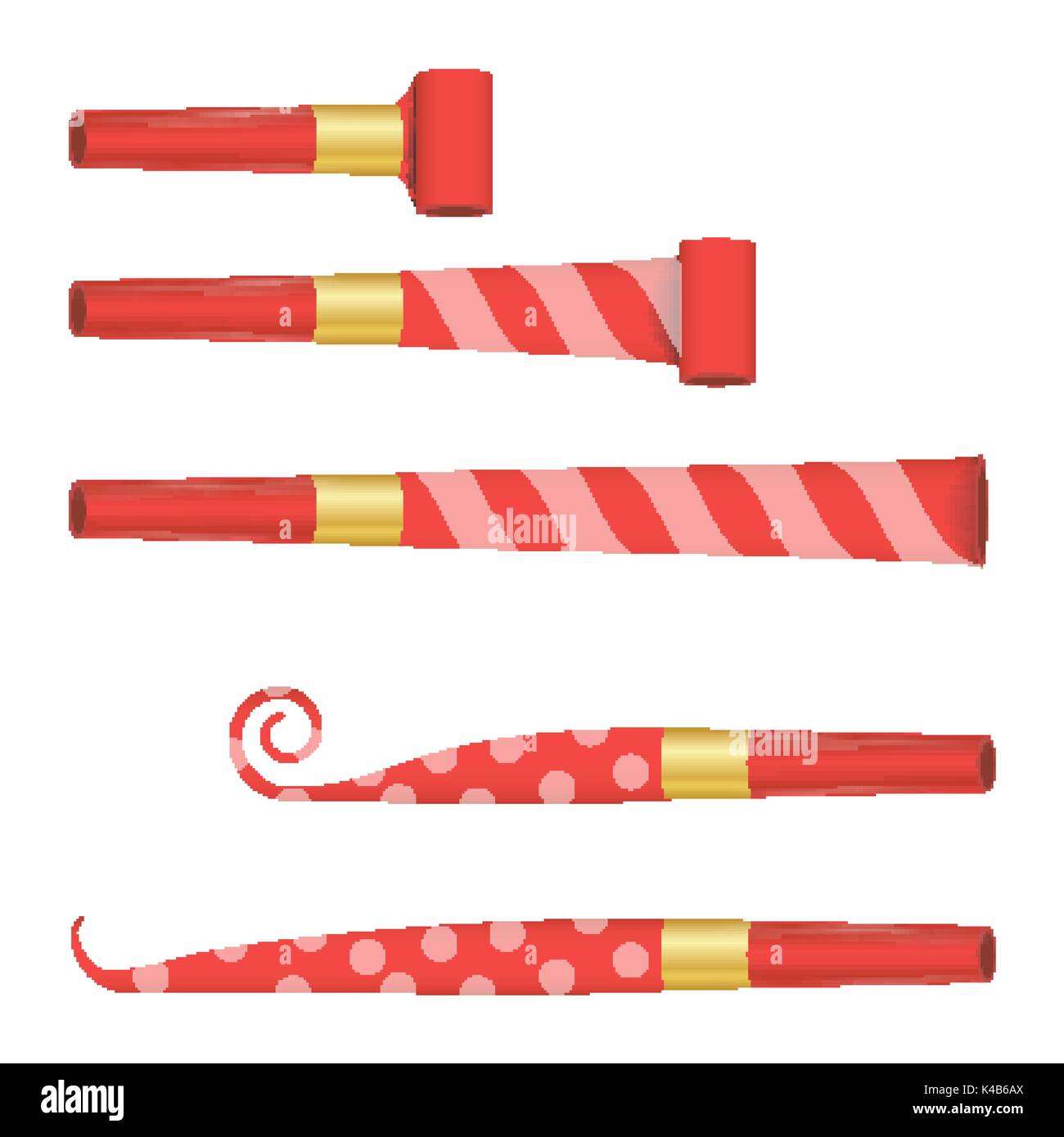 Blower Horn Vector. Red Party Blower Sign. Isolated Illustration Stock ...