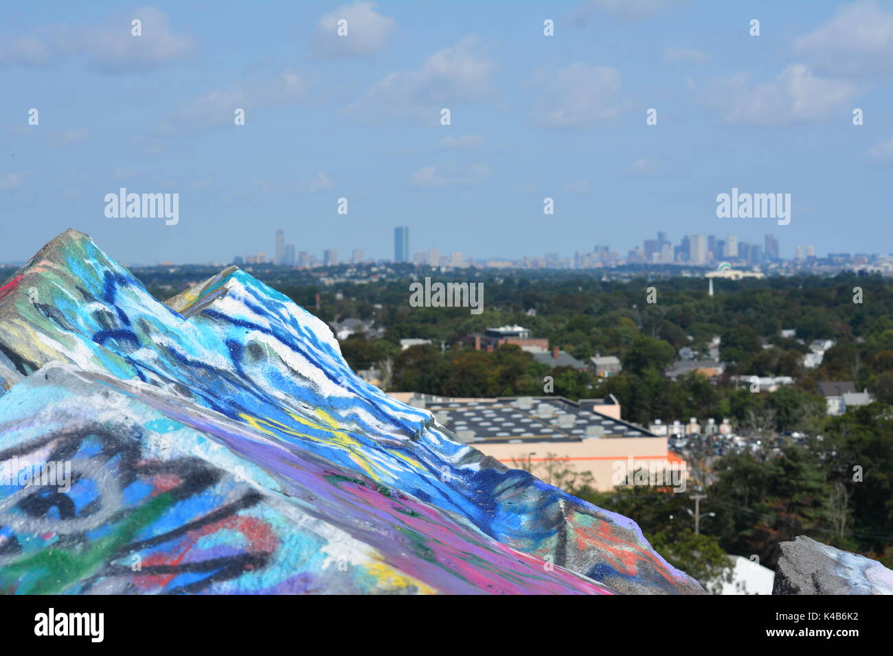 Graffiti covering the abandon historic Quincy Quarries in Boston's ...