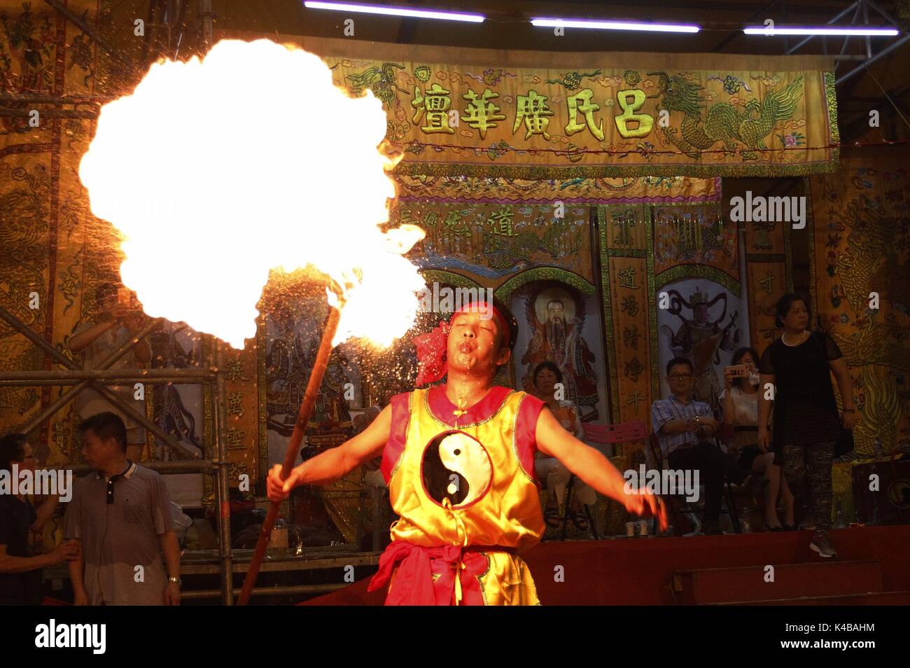 Hong Kong, . 5th Sep, 2017. Taoist Monk perform religious ritual by ...
