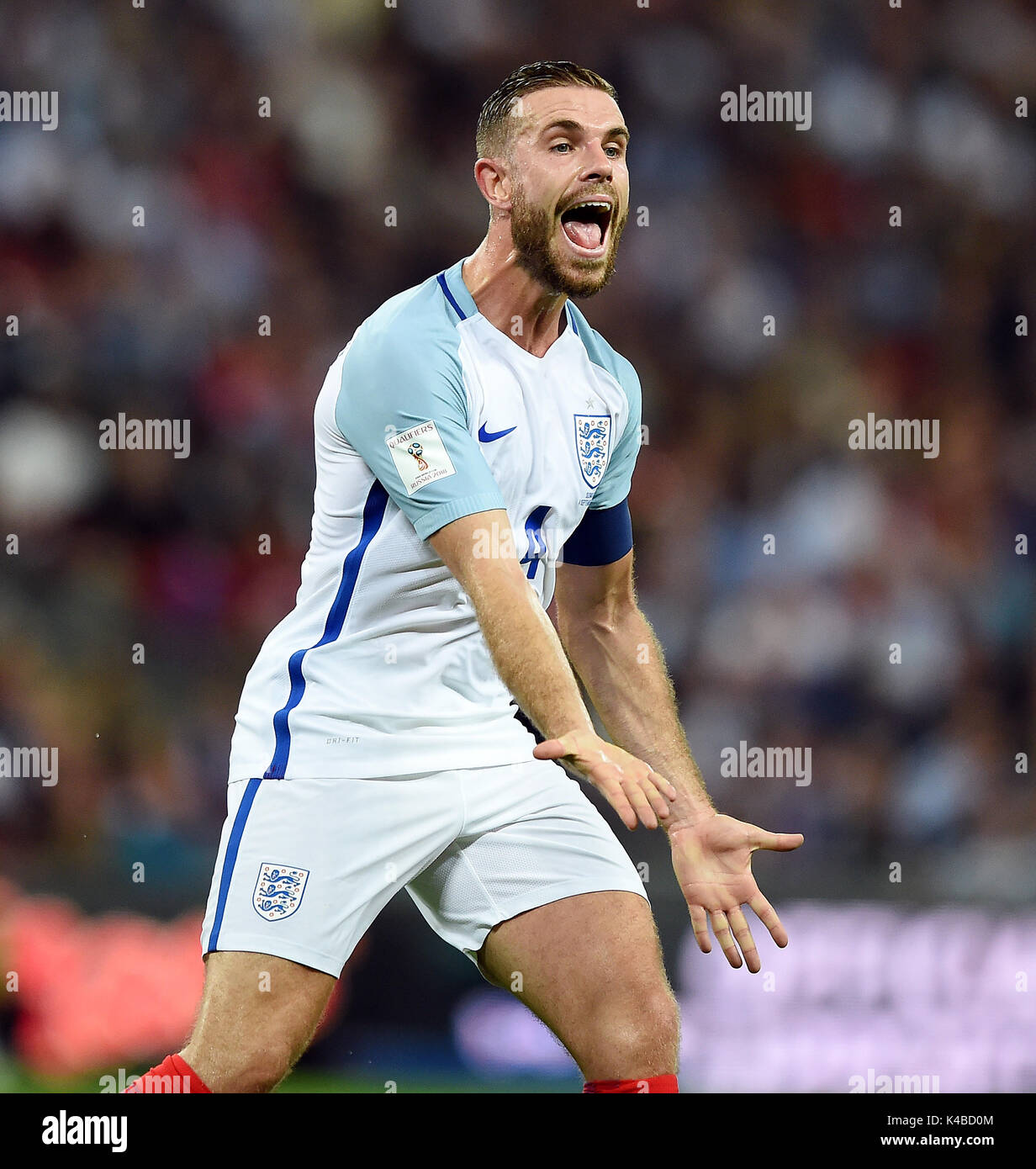 JORDAN HENDERSON OF ENGLAND ENGLAND V SLOVAKIA WEMBLEY STADIUM LONDON ...