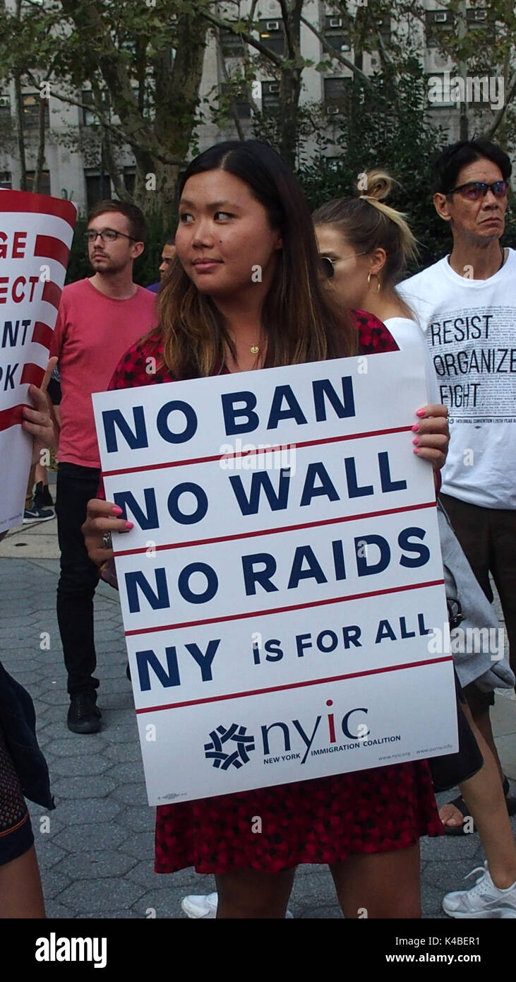New York, New York, USA. 5th Sep, 2017. DACA Protest in Foley Square ...