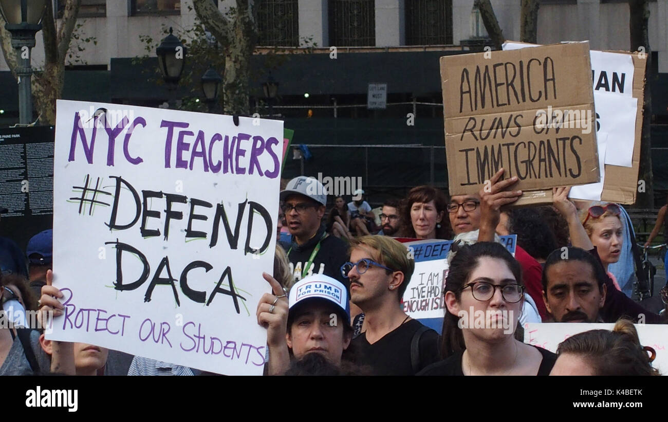 New York, New York, USA. 5th Sep, 2017. DACA Protest in Foley Square ...