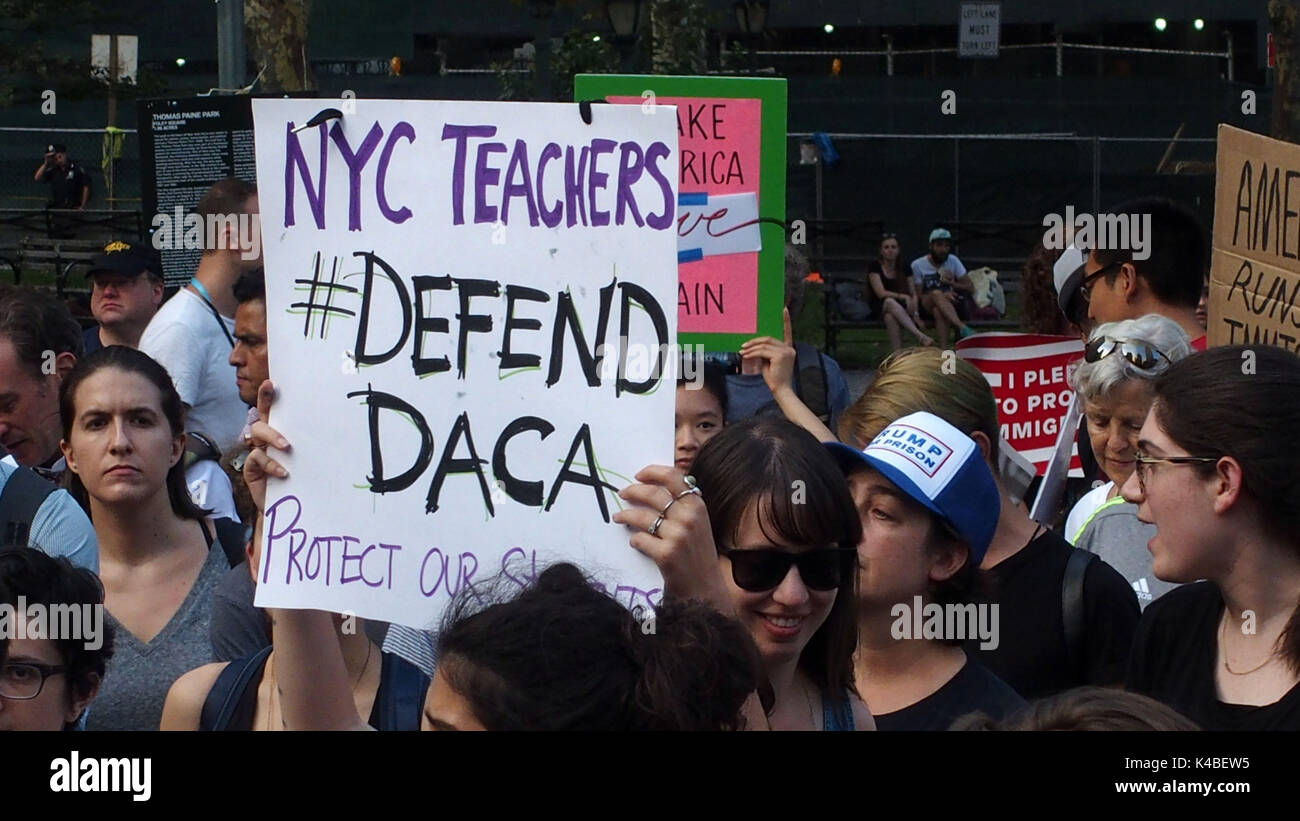New York, New York, USA. 5th Sep, 2017. DACA Protest in Foley Square ...