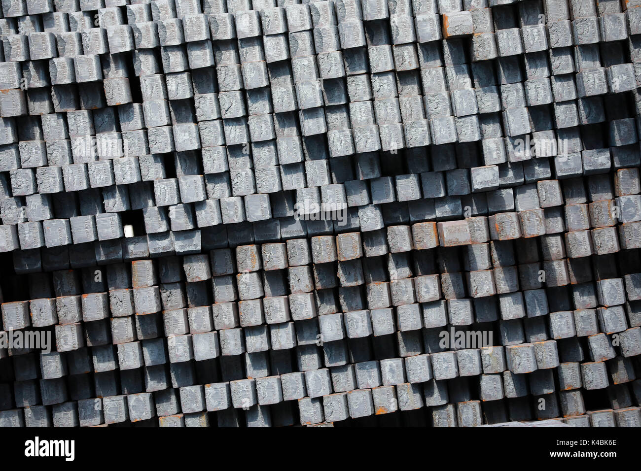 Hamburg, Germany. 14th July, 2017. Pieces of steel in the ArcelorMittal ...