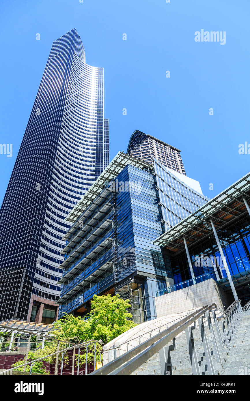 Blue sky and Modern Towers in Seattle Stock Photo - Alamy