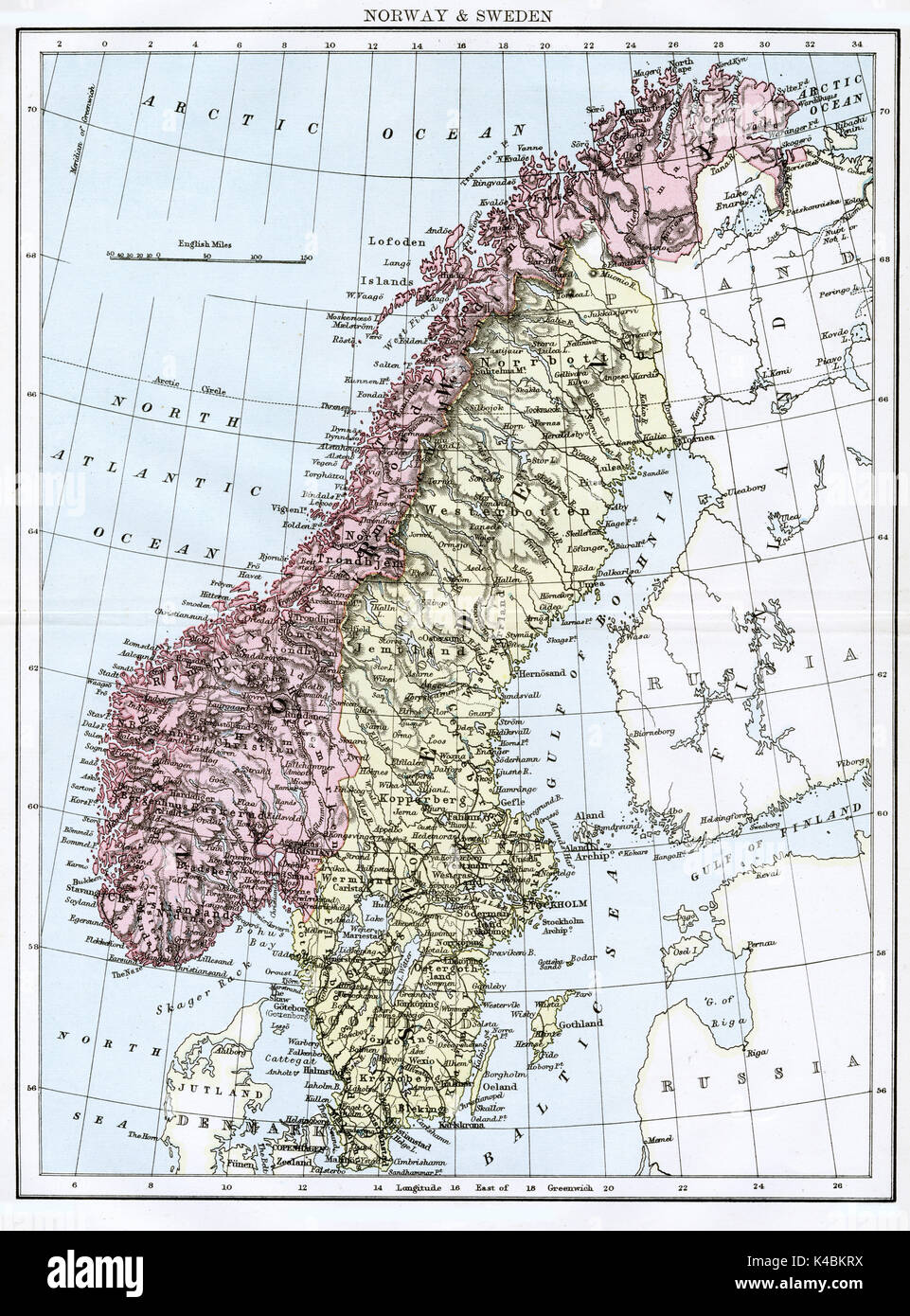 19th century norway map hi-res stock photography and images - Alamy
