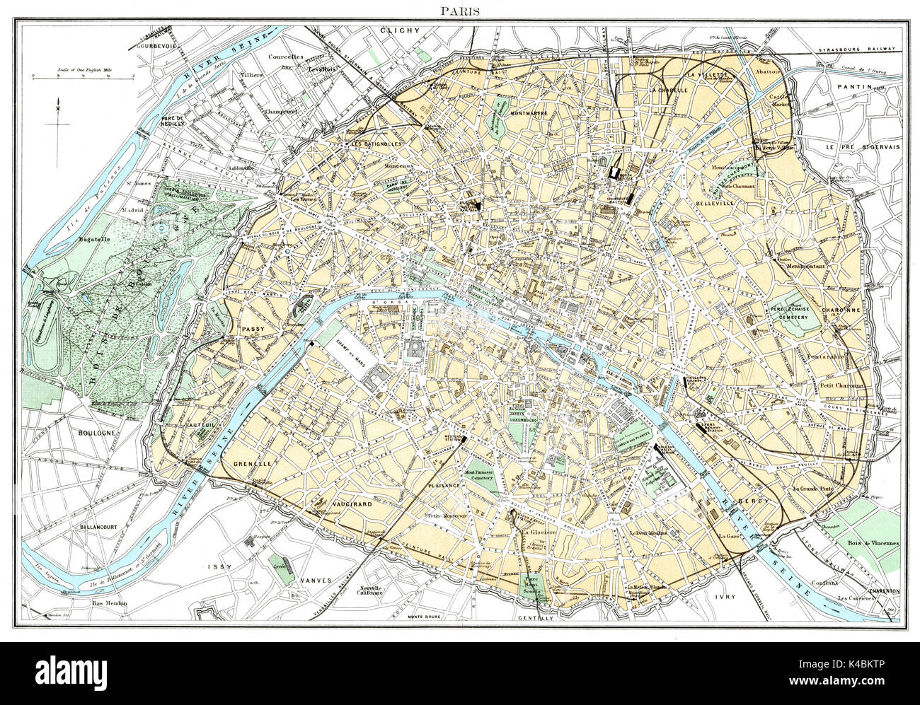 Paris map 19th century hi-res stock photography and images - Alamy