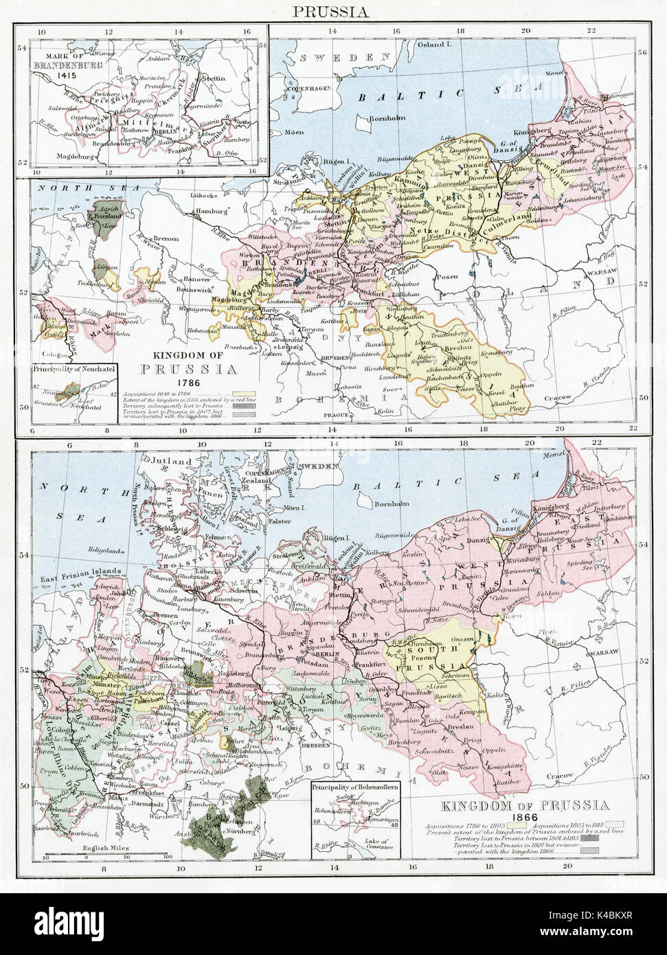 Antique map, circa 1875, of Prussia Stock Photo - Alamy