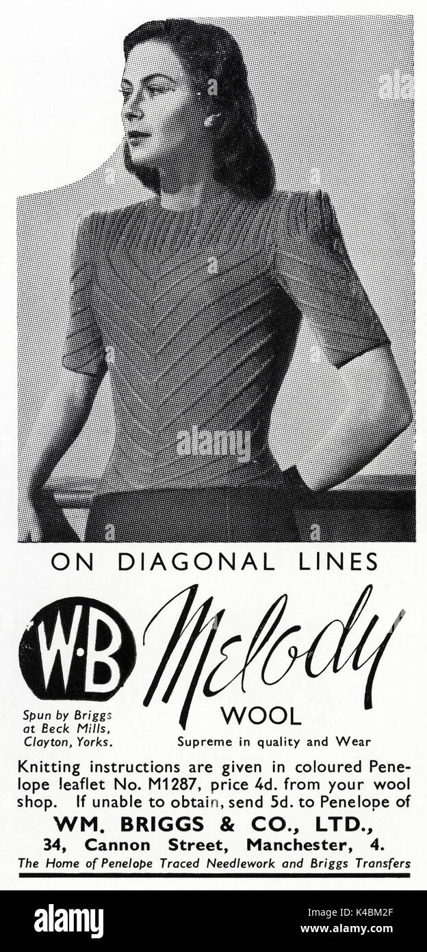 1940s old vintage original advert advertising Melody Wool for knitting ...