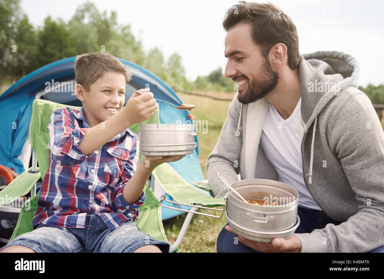 Very hungry after all day of adventures Stock Photo - Alamy