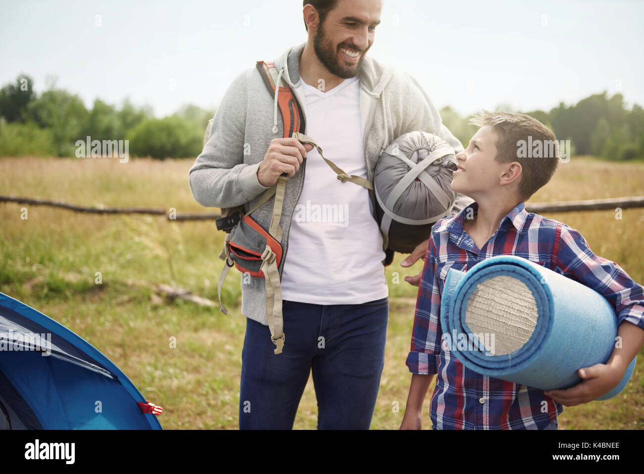 We are ready for the adventures on the camping Stock Photo - Alamy