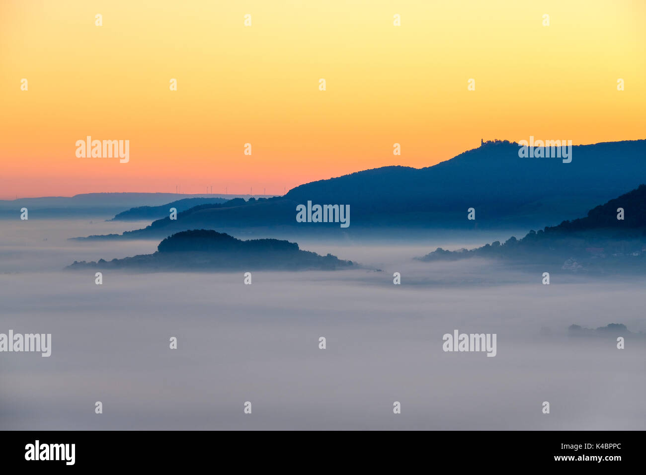 Swabian Alb With Castle Teck In Morning Mist Stock Photo - Alamy