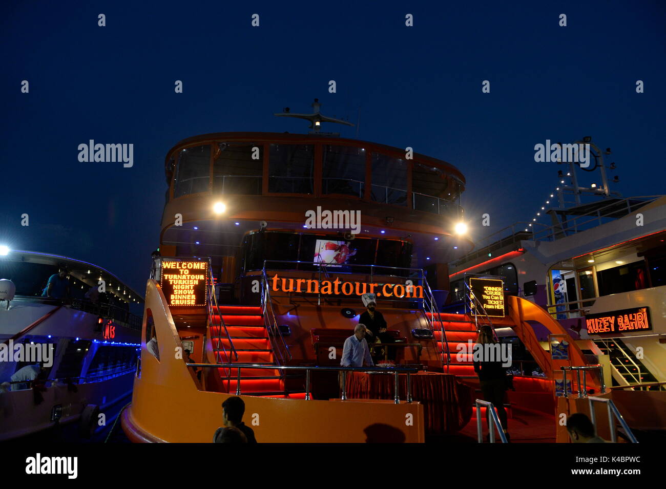 Night Cruise Event, Ferry Port Kabatas, Istanbul, Turkey Stock Photo ...