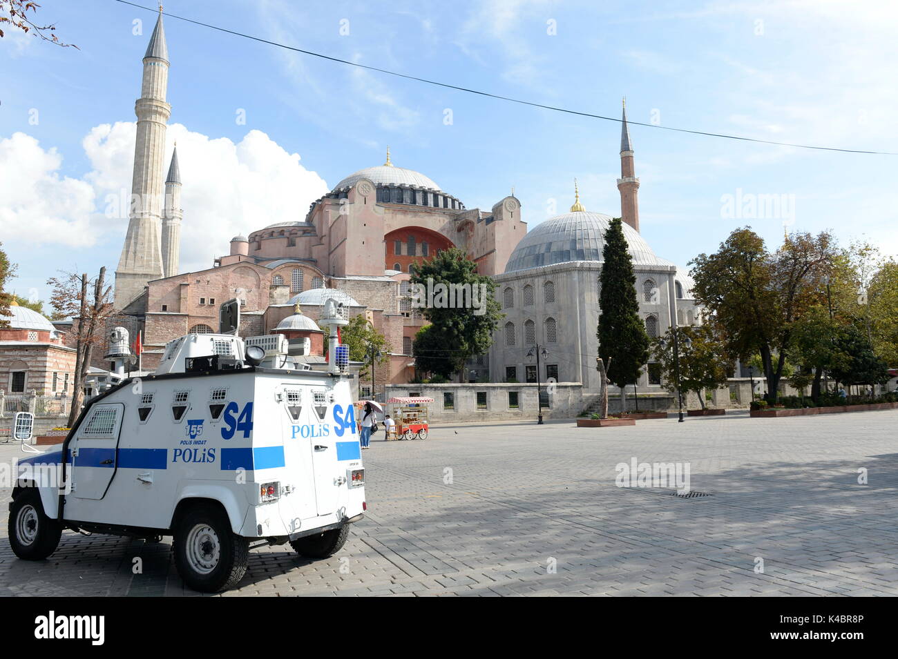 Armored Car Of The Turkish Police Guarded The Hagia Sophia In Istanbul ...