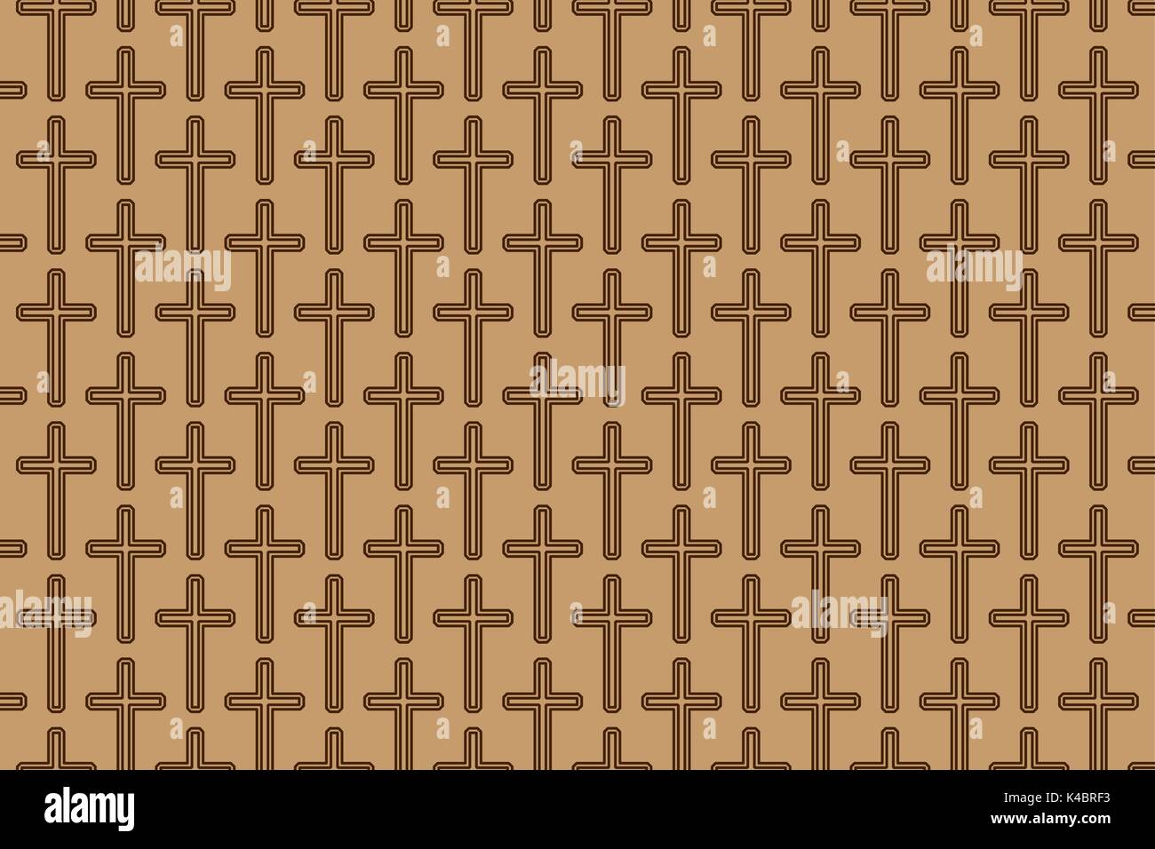 Brown christian cross on brown background - vector pattern, Religious ...