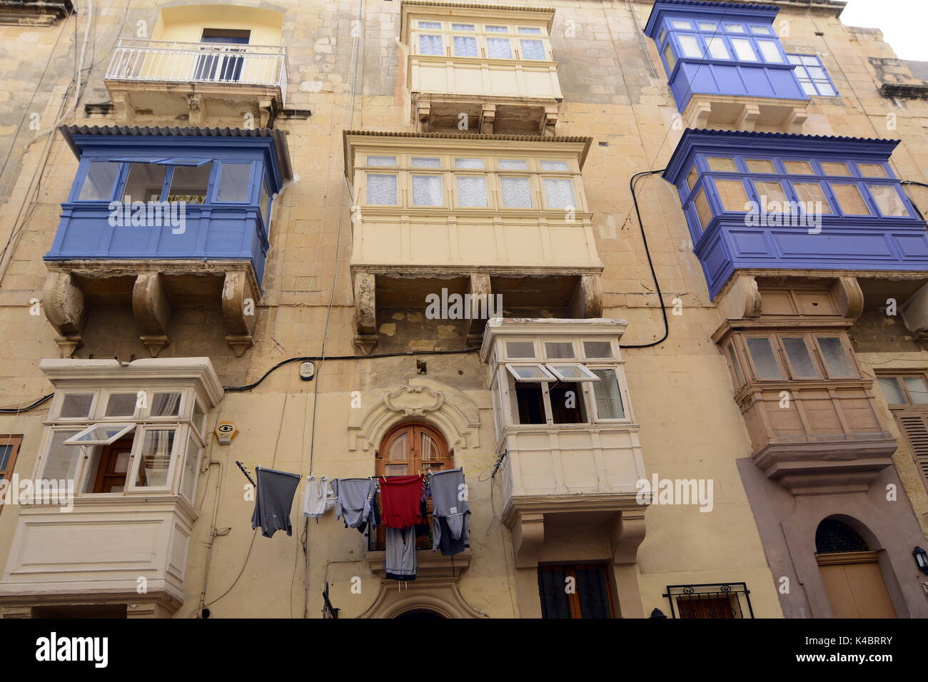 House Facades In Valletta, Malta Stock Photo - Alamy