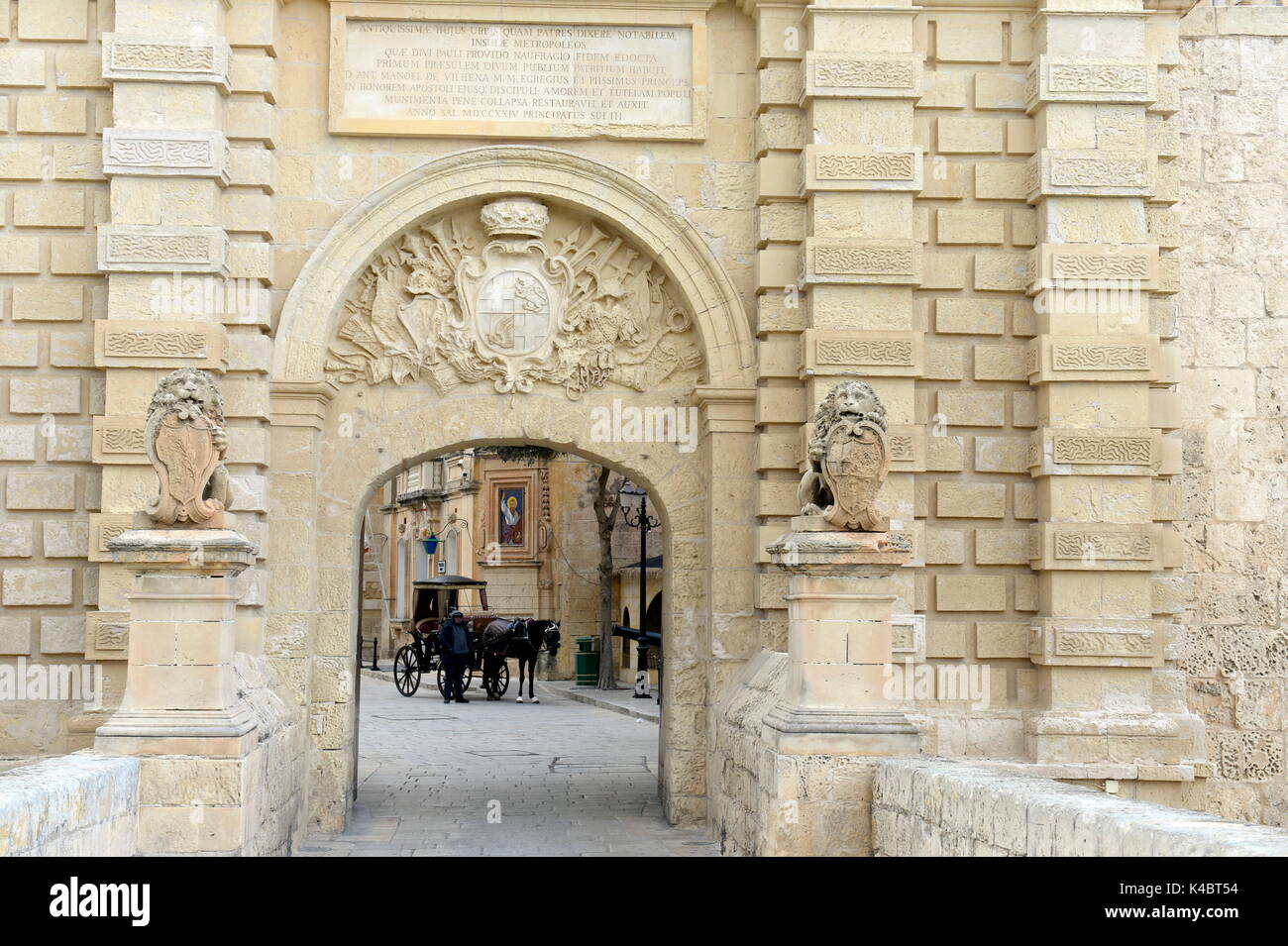 Main Gate Of Mdina, Malta Stock Photo - Alamy
