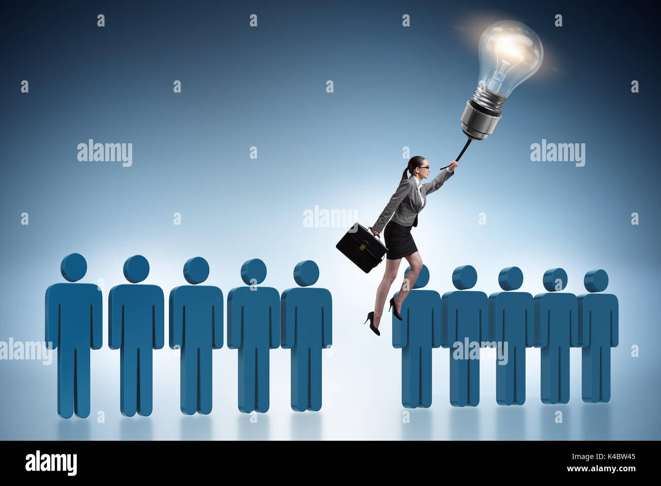 Businesswoman in career promotion concept Stock Photo - Alamy