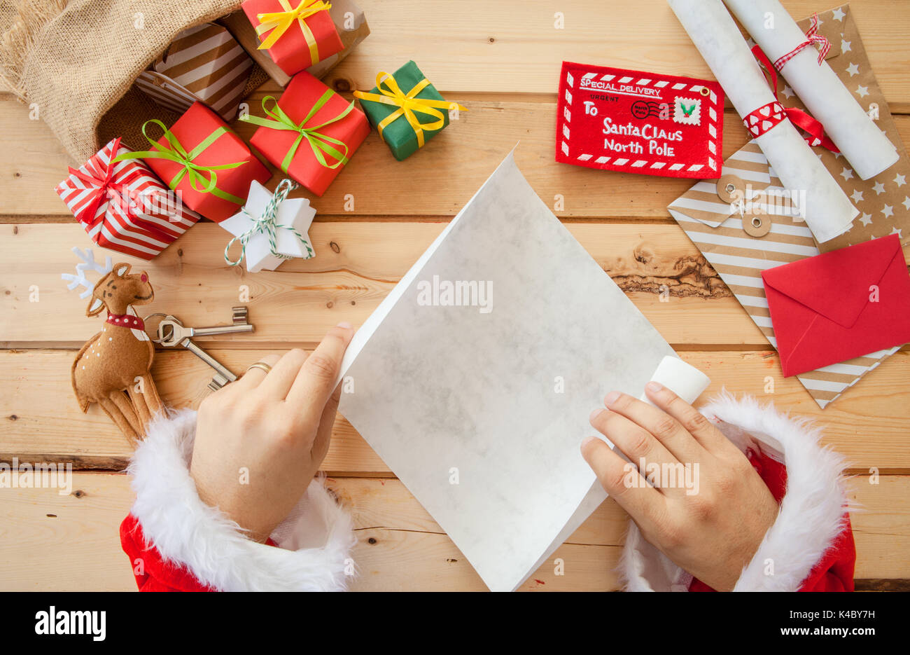 Santa Is Reading Letters Stock Photo - Alamy