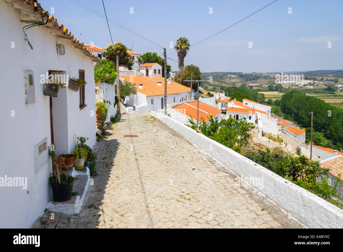 Typical white Houses in Aljezur village, Alentejo, Portugal Stock Photo ...
