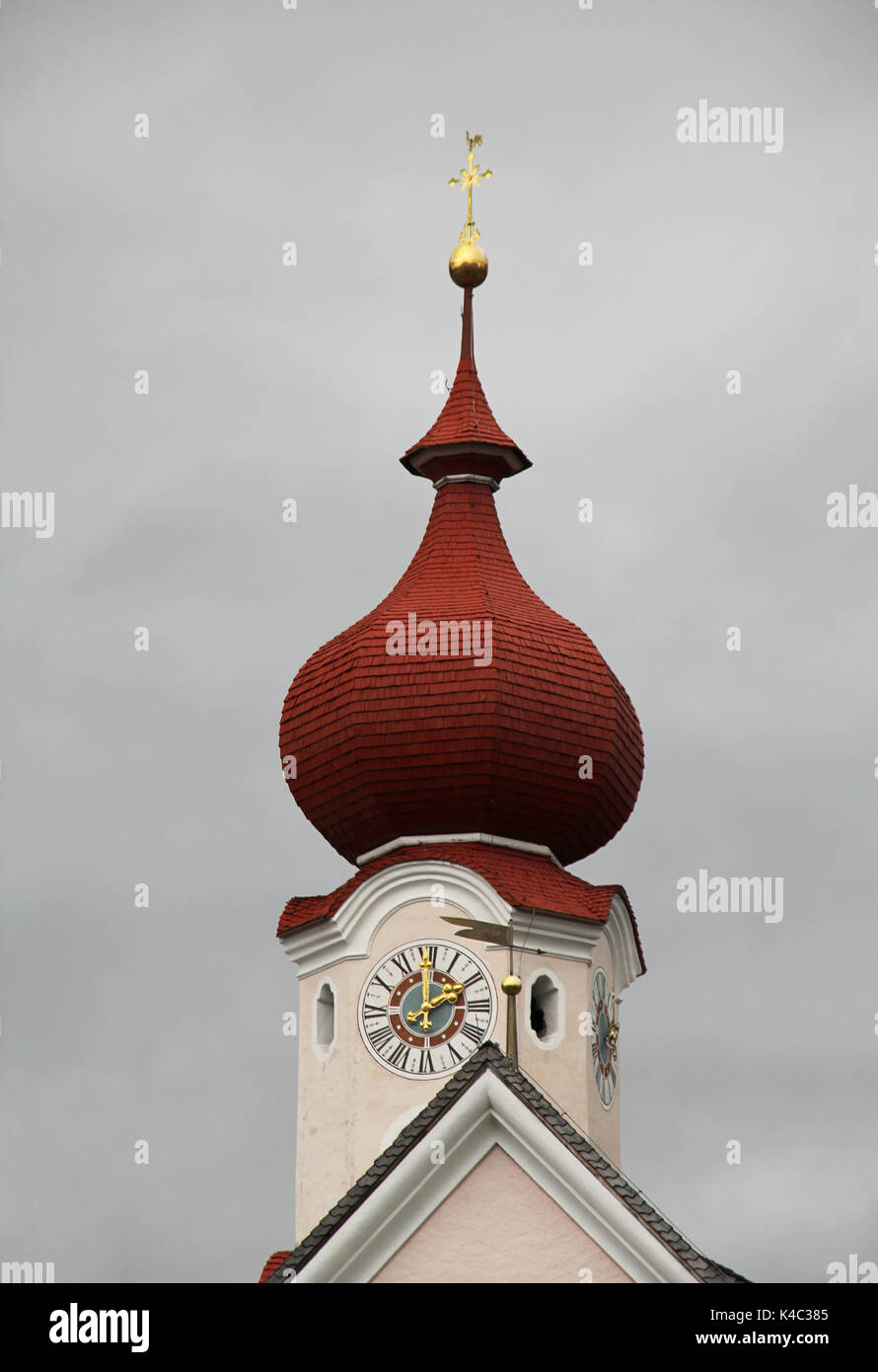Bell Tower Of Church In Ehrwald, Tyrol Stock Photo - Alamy