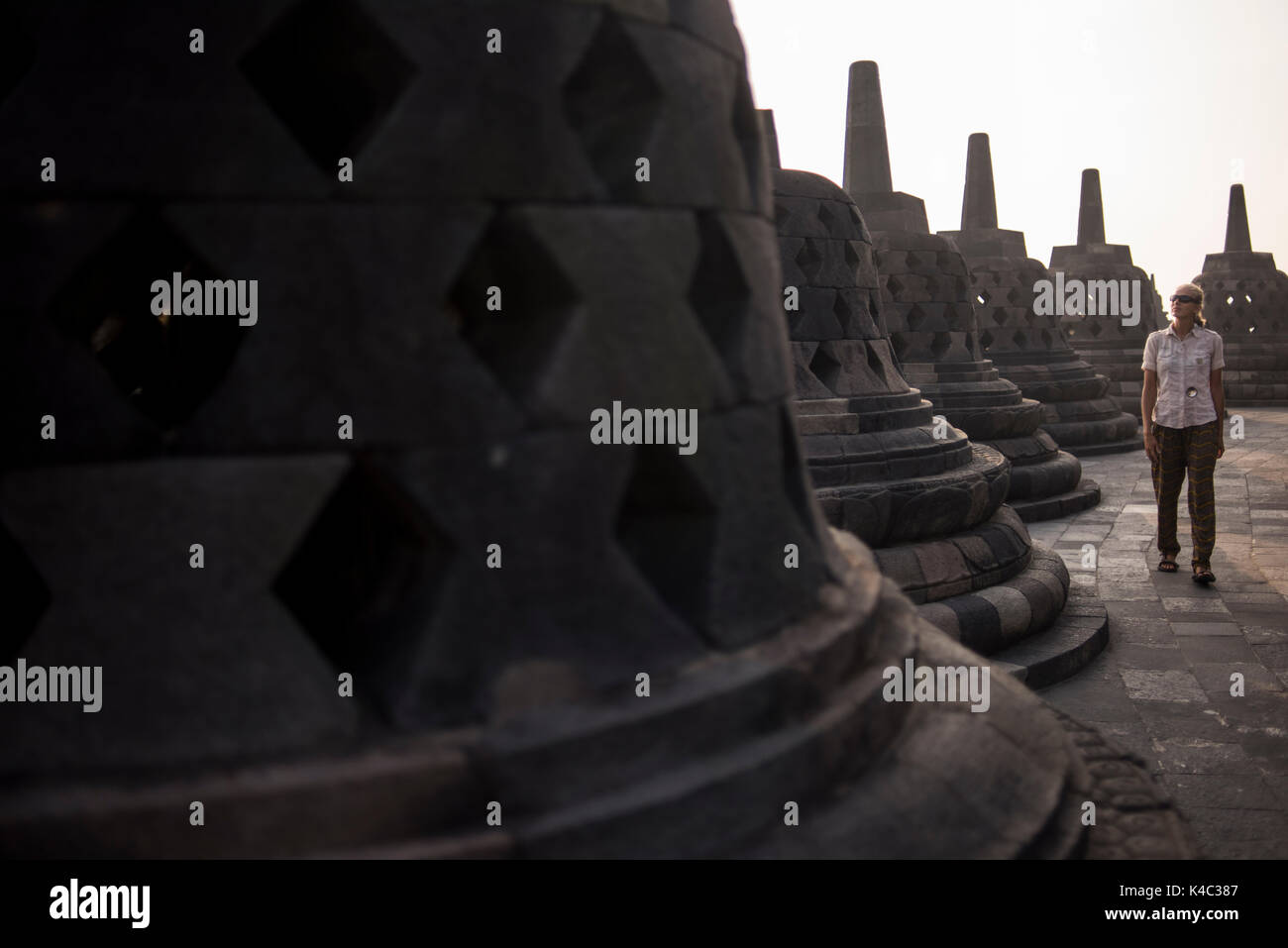 Female toursit at the Borobudur temple, Java, Indonesia Stock Photo - Alamy