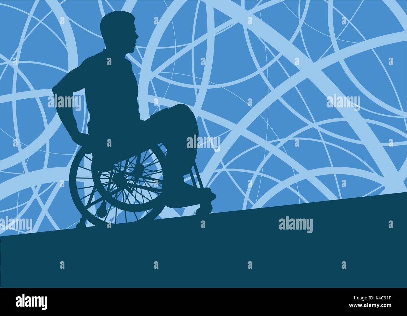 Wheelchair disabled man willpower concept vector background Stock ...