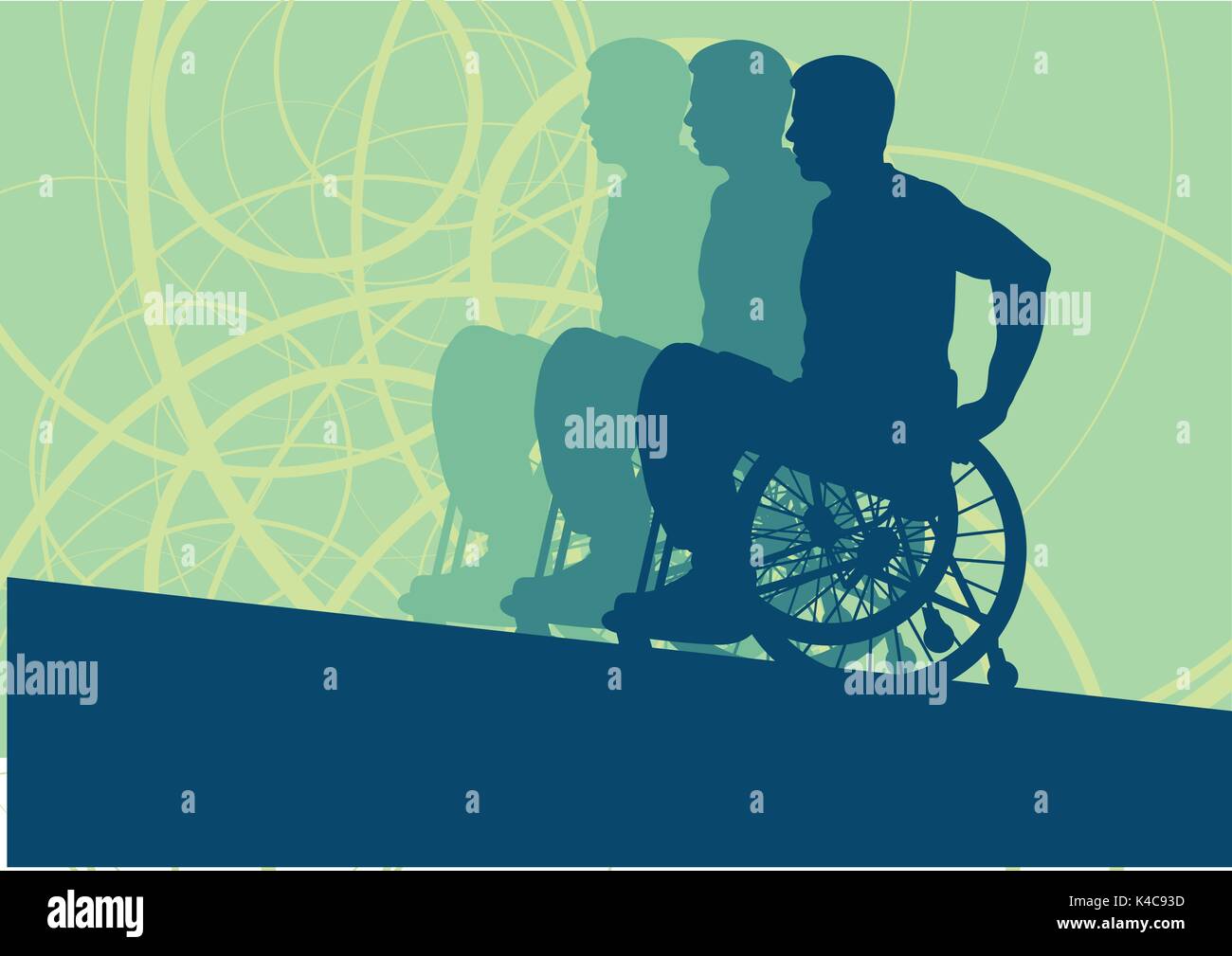 Wheelchair disabled man willpower concept vector background Stock ...