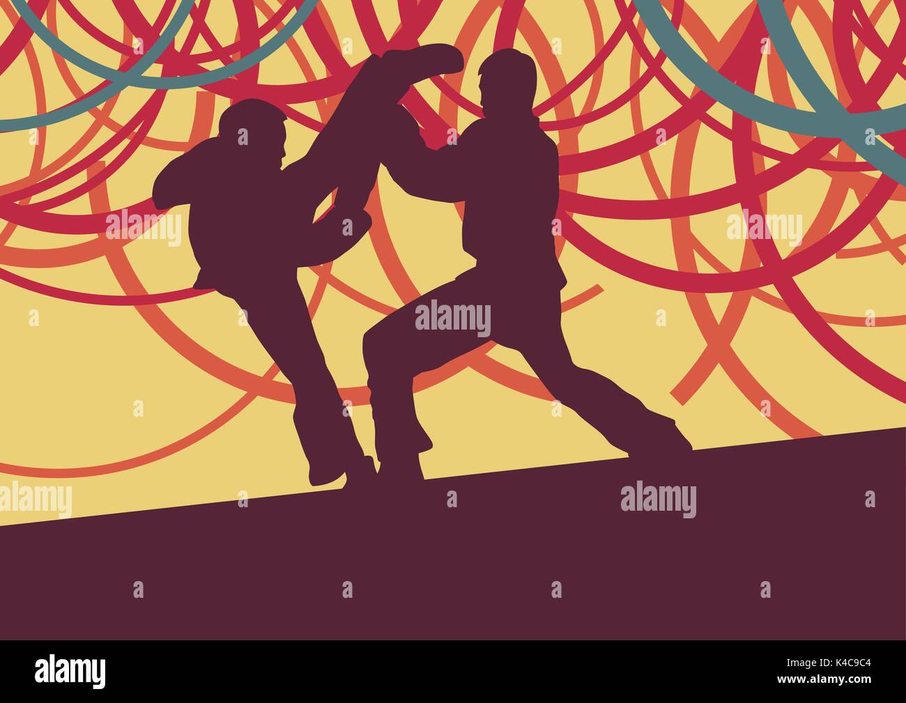 Taekwondo fight man vector abstract background Stock Vector Image & Art ...