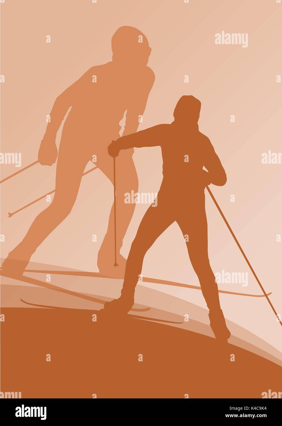 Skiing athlete competition vector abstract background concept Stock ...