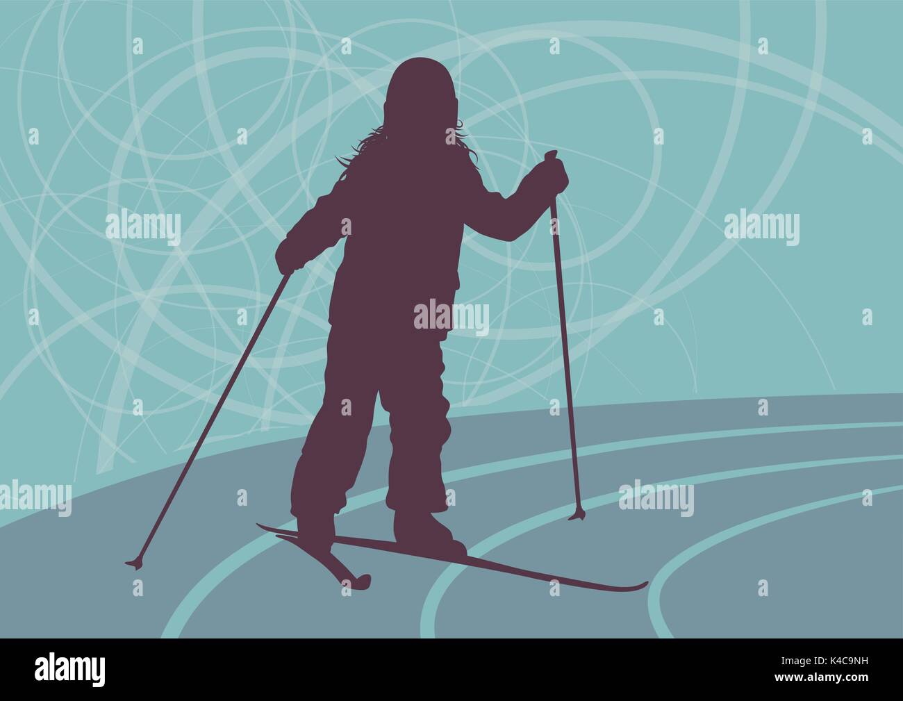 Kid skiing training vector abstract background Stock Vector Image & Art ...